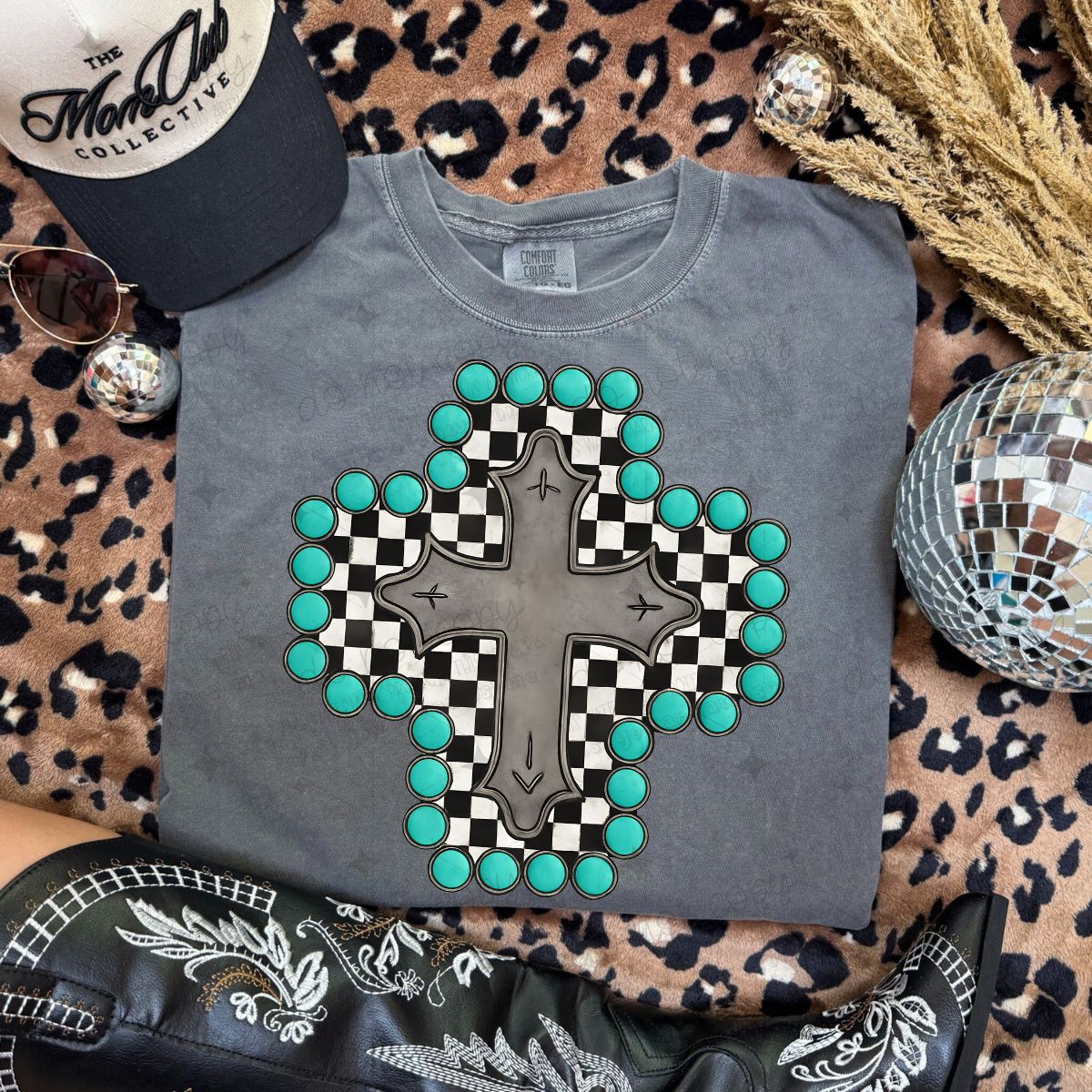 TURQUOISE CROSS - DTF TRANSFER – shopollieandco