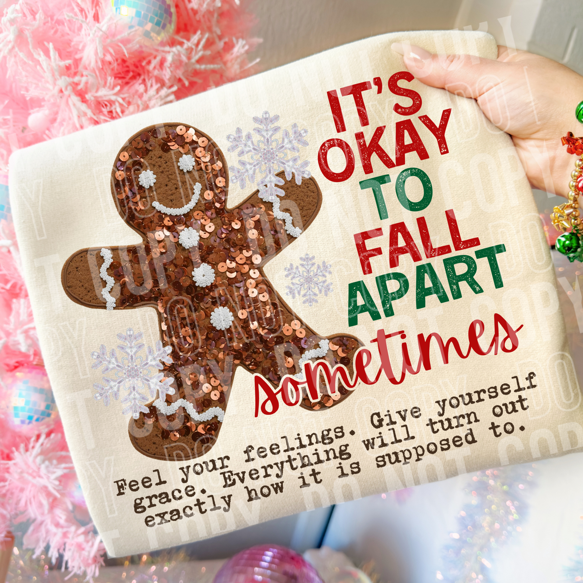 IT'S OKAY TO FALL APART SOMETIMES - FAUX SEQUIN - DTF TRANSFER ...
