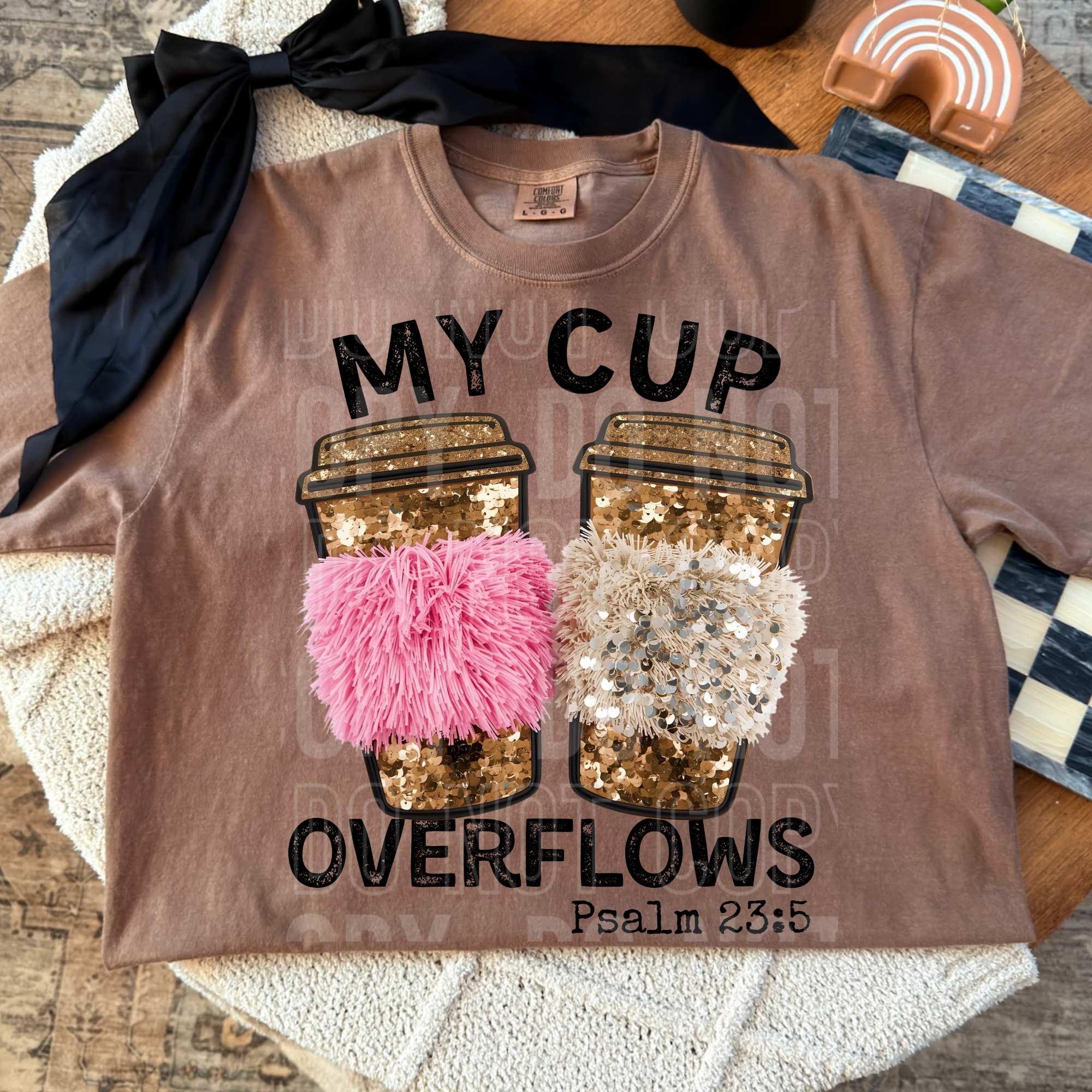 MY CUP OVERFLOWS - FAUX YARN - DTF TRANSFER – shopollieandco