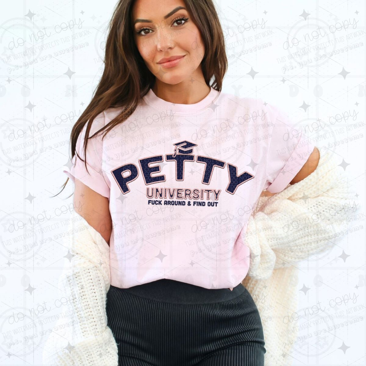 PETTY UNIVERSITY - FAUX EMBROIDERY - DTF TRANSFER – shopollieandco