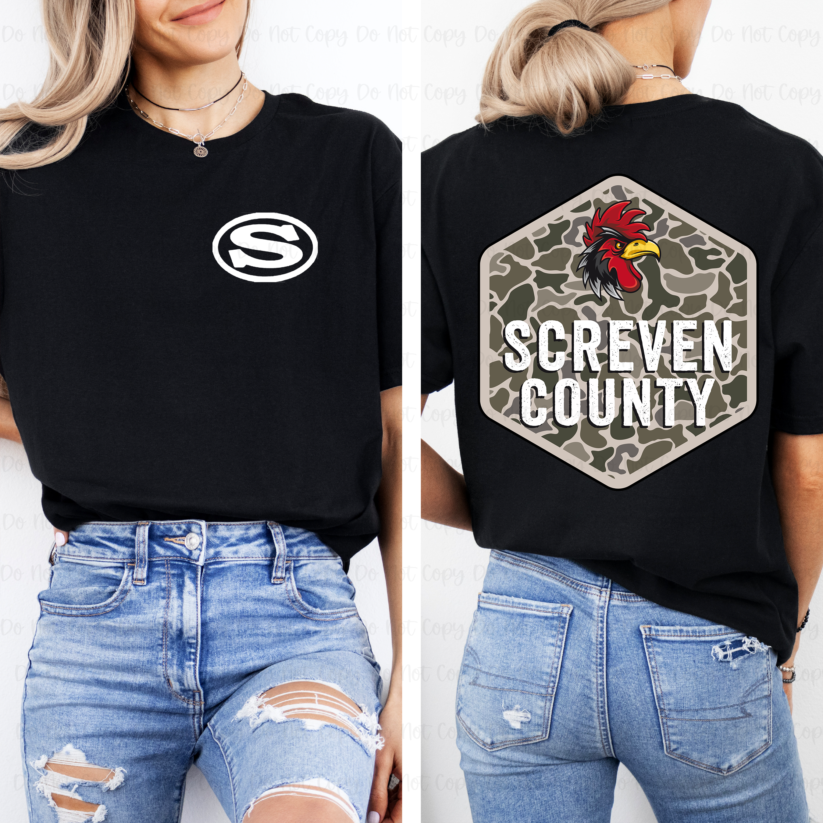 CAMO SCHOOL COUNTY + MASCOT - FRONT+BACK - CUSTOM TRANSFER – shopollieandco