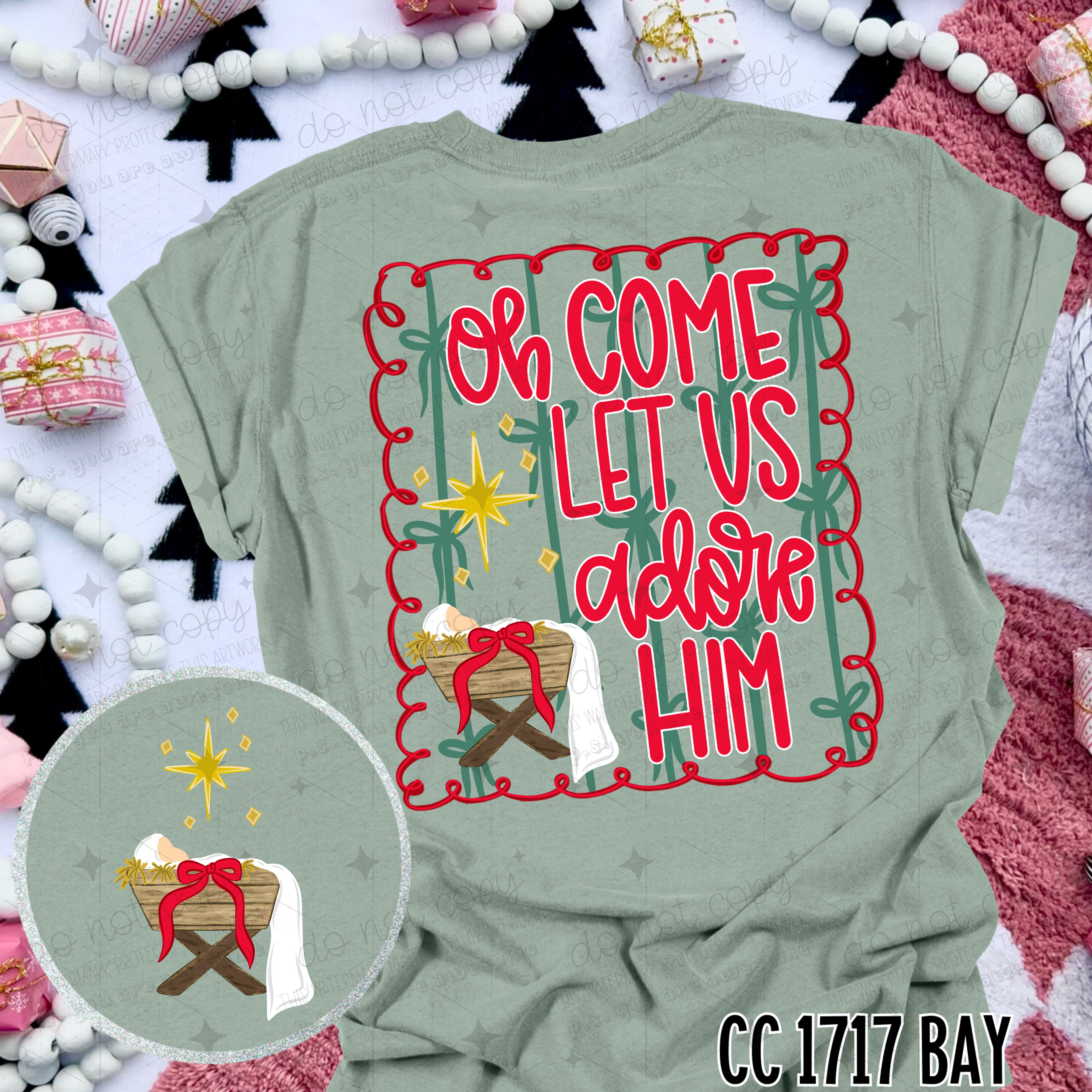 OH COME LET US ADORE HIM - FRONT+BACK - DTF TRANSFER – shopollieandco