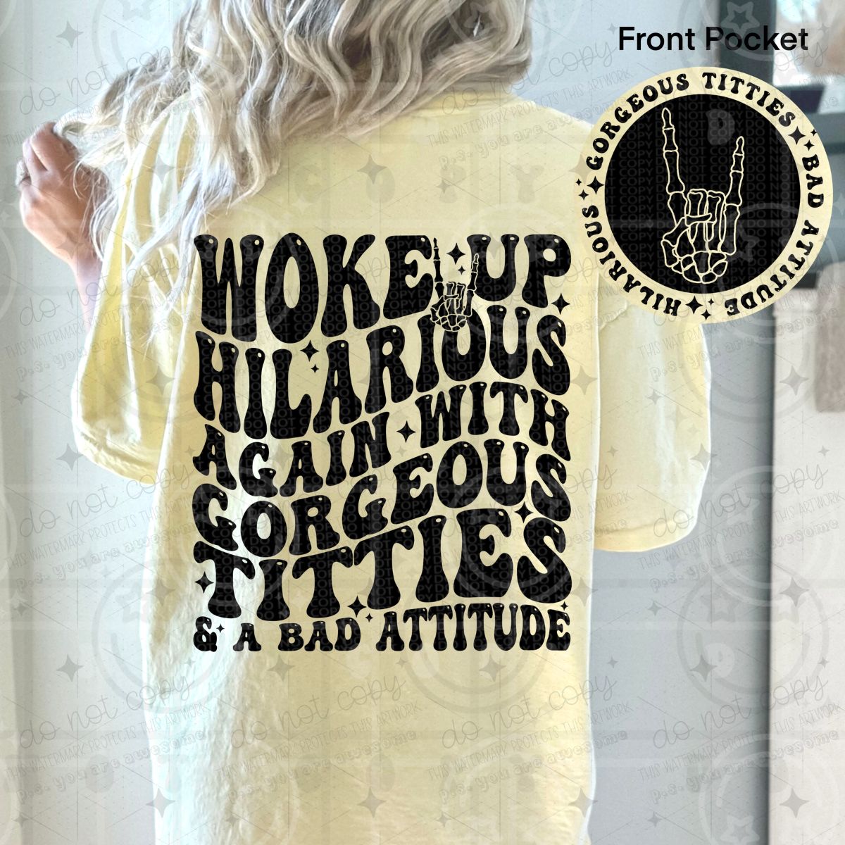 WOKE UP HILARIOUS AGAIN - FRONT+BACK - DTF TRANSFER – shopollieandco