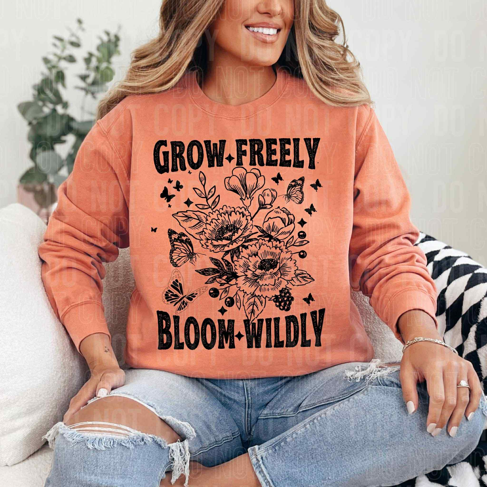 GROW FREELY BLOOM WILDLY - DTF TRANSFER – shopollieandco